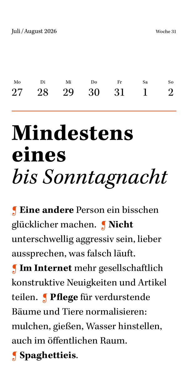 Christiane Frohmanns Mindestens-eines-Wochenkalender 2026 LETZTE EXEMP ...